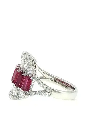 HYT JEWELRY Ruby And Diamond Ring In 18k White Gold