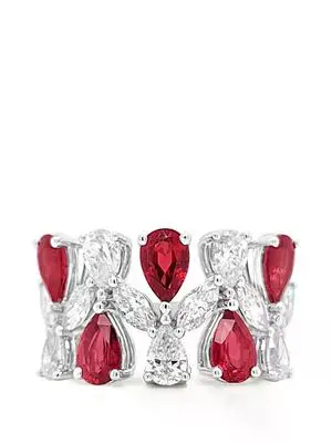 HYT JEWELRY Ruby And Diamond Ring - Silver
