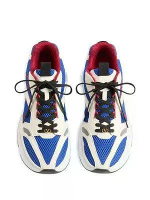Valentino Garavani Demivee Trainers In Mesh And Suede - Blue