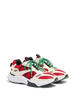 Valentino Garavani Demivee Sneakers In Mesh And Suede - Red