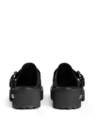 Balenciaga Buckle-strap Leather Mules - Black