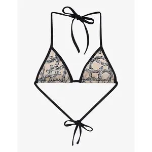 Loewe X Paula's Ibiza Anagram Print Bikini Top - Beige/black
