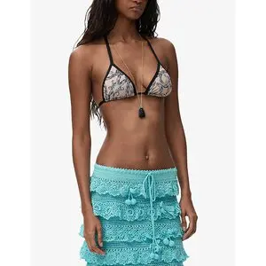 Loewe X Paula's Ibiza Anagram Print Bikini Top - Beige/black