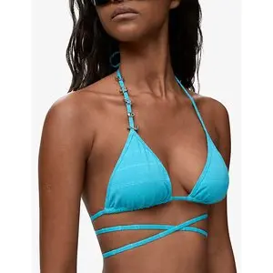 Loewe X Paula's Ibiza Embellished Floral Triangle Bikini Top