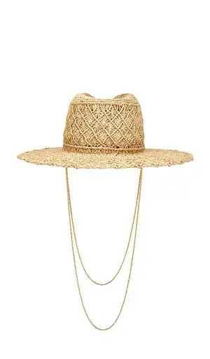 Ruslan Baginskiy Straw Fedora Hat With Double Chain Detail