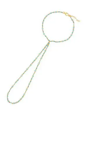 NAIIA 14k Gold-filled Hand Chain Bracelet With Turquoise Enamel Accents - Teal
