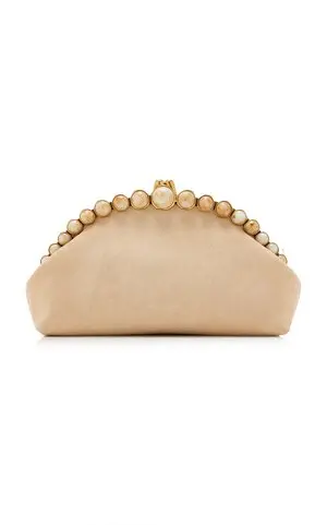 Cult Gaia Una Suede Clutch Neutral