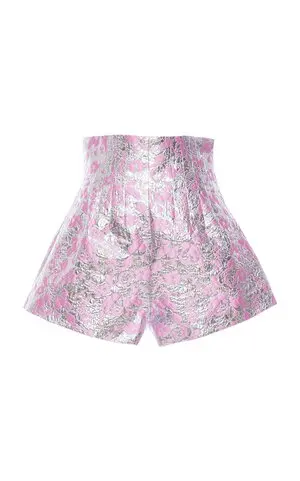 DES_PHEMMES Floral Jacquard Tailored Shorts - Pink