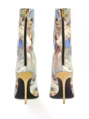 Balmain Graphic-print Lace-up Stiletto Ankle Boots