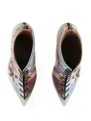 Balmain Graphic-print Lace-up Stiletto Ankle Boots