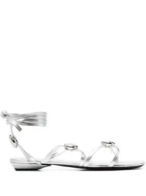 Bruno Frisoni Calf Leather Square-toe Strappy Sandals - Silver