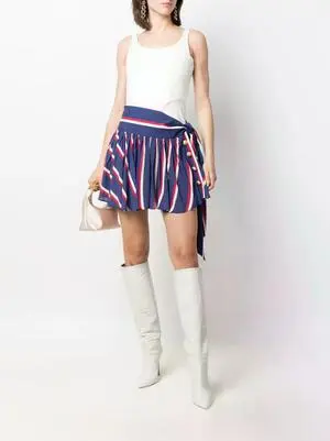 Balmain Pleated Striped Miniskirt