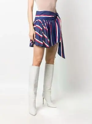 Balmain Pleated Striped Miniskirt