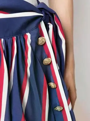 Balmain Pleated Striped Miniskirt