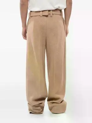 JIL SANDER Belted Pleated Wool Trousers