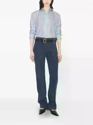 Tory Burch Striped Cotton Shirt With Cut-out Collar
