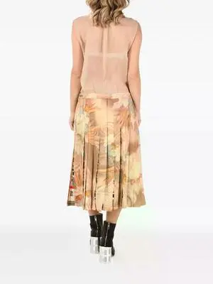 MAISON MARGIELA Pleated Floral-print Midi Dress - Neutrals