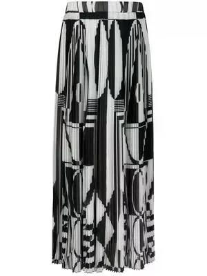 Balmain Geometric-print Pleated Ankle-length Skirt