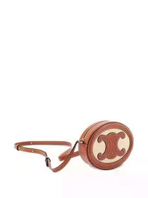 Celine Triomphe Oval Canvas And Leather Crossbody Bag - Brown
