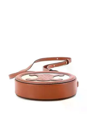 Celine Triomphe Oval Canvas And Leather Crossbody Bag - Brown