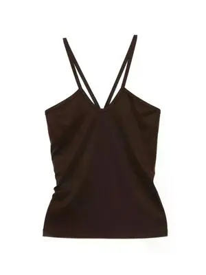 Imperial Spaghetti Strap V-neck Top - Brown