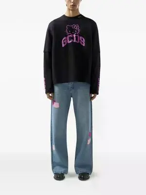 Gcds X Hello Kitty Wide Leg Denim Trousers