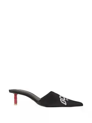 Gcds Logo-embroidered Pointed Toe Mules - Black