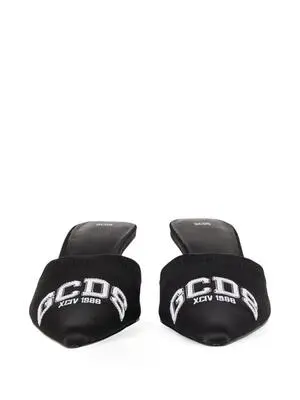Gcds Logo-embroidered Pointed Toe Mules - Black