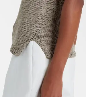 RÓHE Knitted Halterneck Cotton Top - Beige