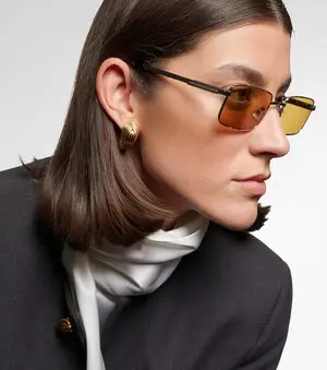 Bottega Veneta Rectangular Sunglasses With Golden Yellow Lenses