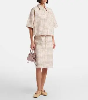 Prada Crochet Mary Jane Flats - Beige