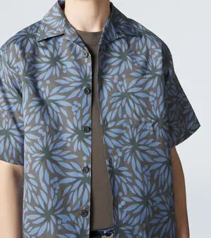 Prada Printed Cotton And Silk Bowling Shirt - Grey