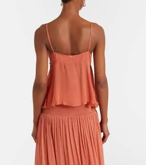 Poupette St Barth Maja Ruffled Chiffon Top - Pink