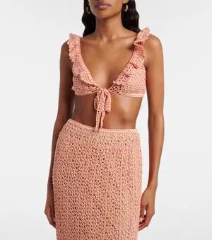 Anna Kosturova Crochet Bra Top - Pink