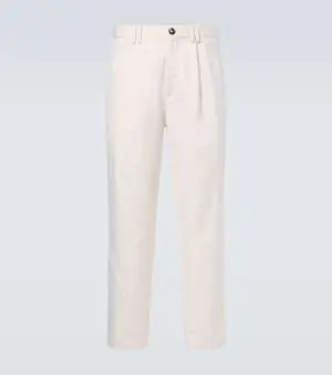 Brunello Cucinelli Cotton And Linen Canvas Straight Leg Trousers - White