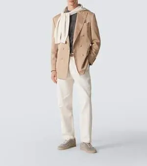 Brunello Cucinelli Cotton And Linen Canvas Straight Leg Trousers - White