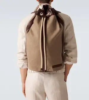 Brunello Cucinelli Canvas And Leather Backpack