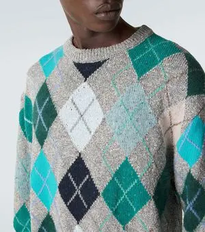 ERL Argyle Wool And Cotton-blend Sweater