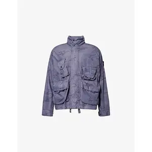 Stone Island Camouflage Compass-badge Ripstop Cotton-blend Field Jacket - Blue Grey