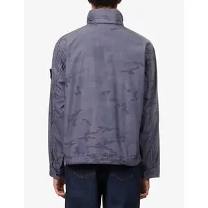Stone Island Camouflage Print Cotton-blend Field Jacket - Blue Grey