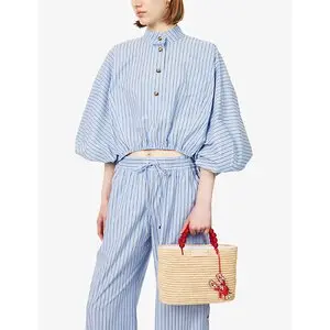BOUTIQUE BONITA Palm Lobster Raffia Tote Bag