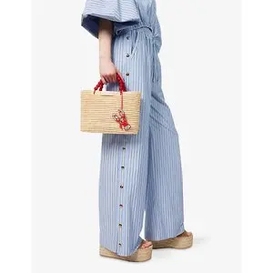 BOUTIQUE BONITA Palm Lobster Raffia Tote Bag