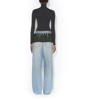 Alaïa Tassel-trimmed Straight Leg Jeans