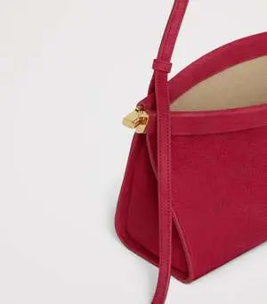 Alaïa Medium Le Click East West Nubuck Shoulder Bag - Red