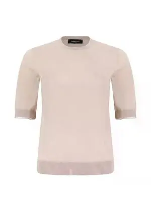 Fabiana Filippi Fine Knit Round Neck Short Sleeve Sweater - Grey