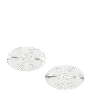 Christofle Set Of 2 -plated Palmettes Coasters - Silver