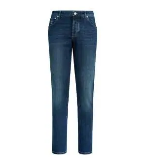 Brunello Cucinelli Stretch Cotton Slim Fit Jeans - Blue