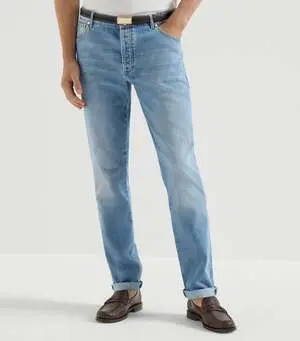 Brunello Cucinelli Stretch-cotton Slim Jeans - Blue