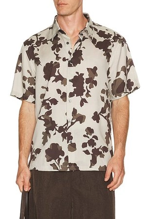 Theory Floral Lyocel Irving Shirt - Silver Cloud Multi