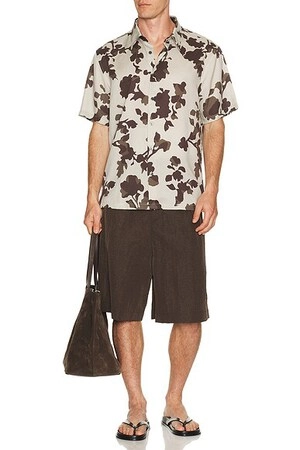 Theory Floral Lyocel Irving Shirt - Silver Cloud Multi